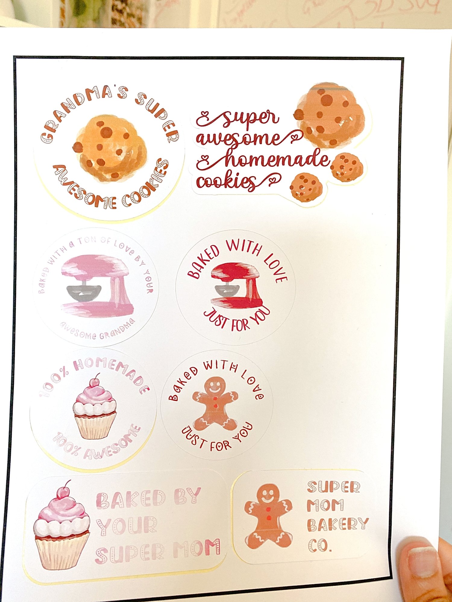 12 Homemade with Love Baking Stickers bundle PNG 300 DPI