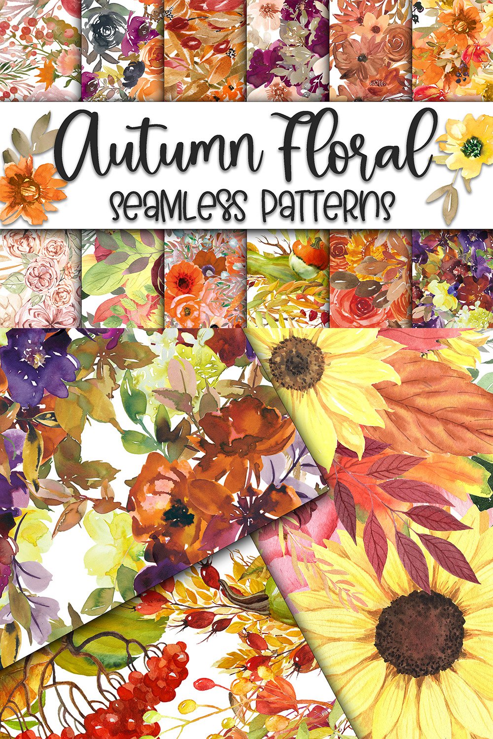 Seamless Autumn Floral Digital Paper
