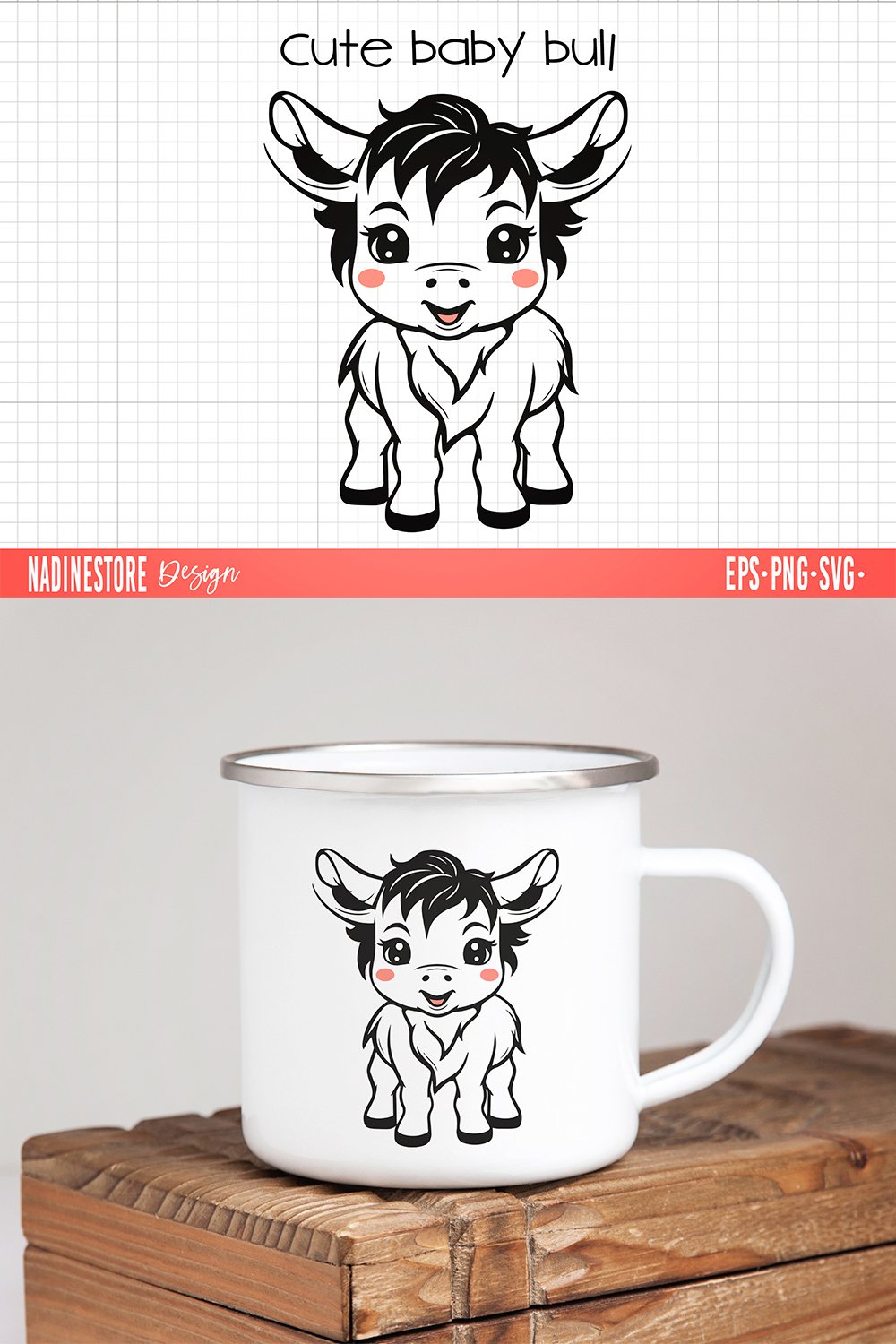 Cute baby bull. SVG, PNG, EPS. Cut file.