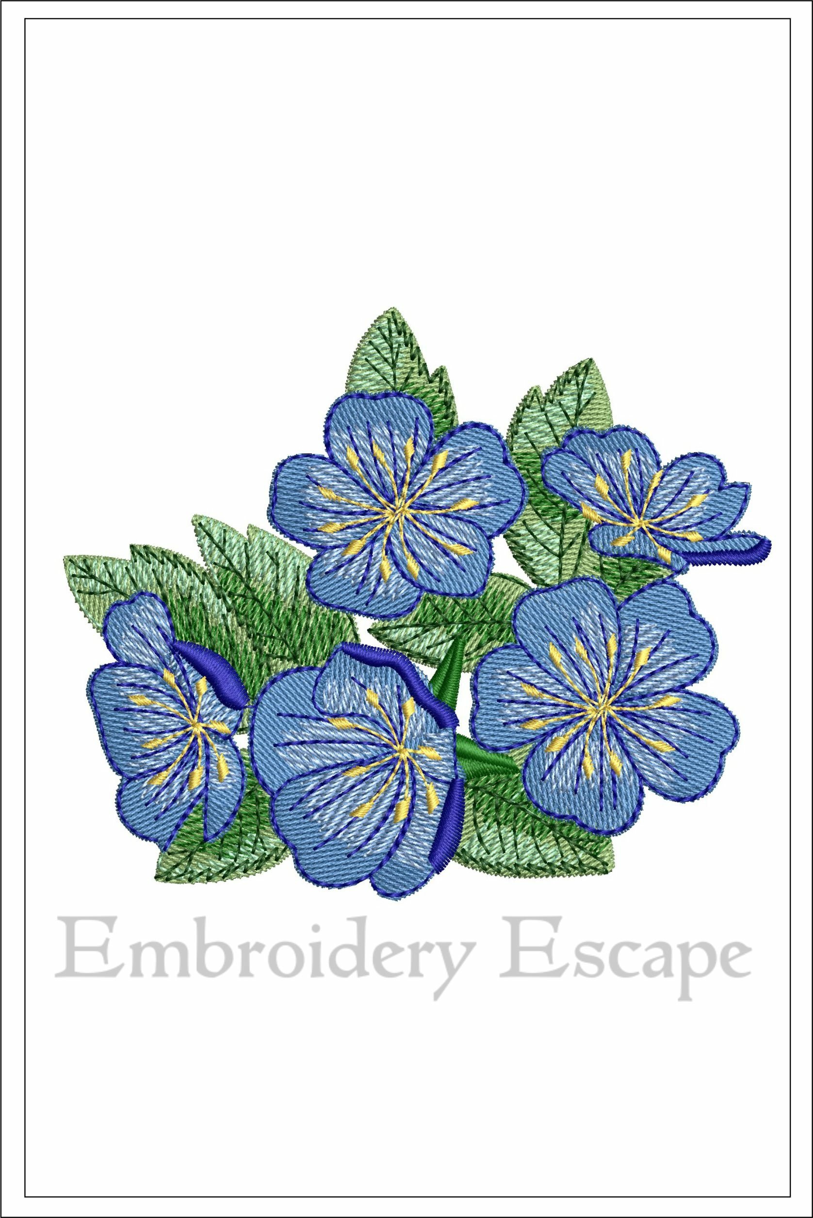 Wild blue rose embroidery design