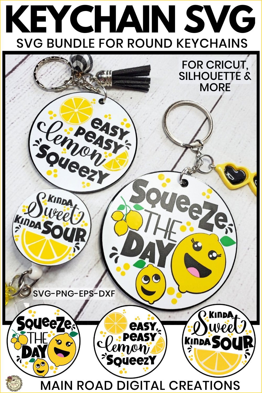 Lemon SVG|Bundle of Cute Lemon Sayings for Round Keychains