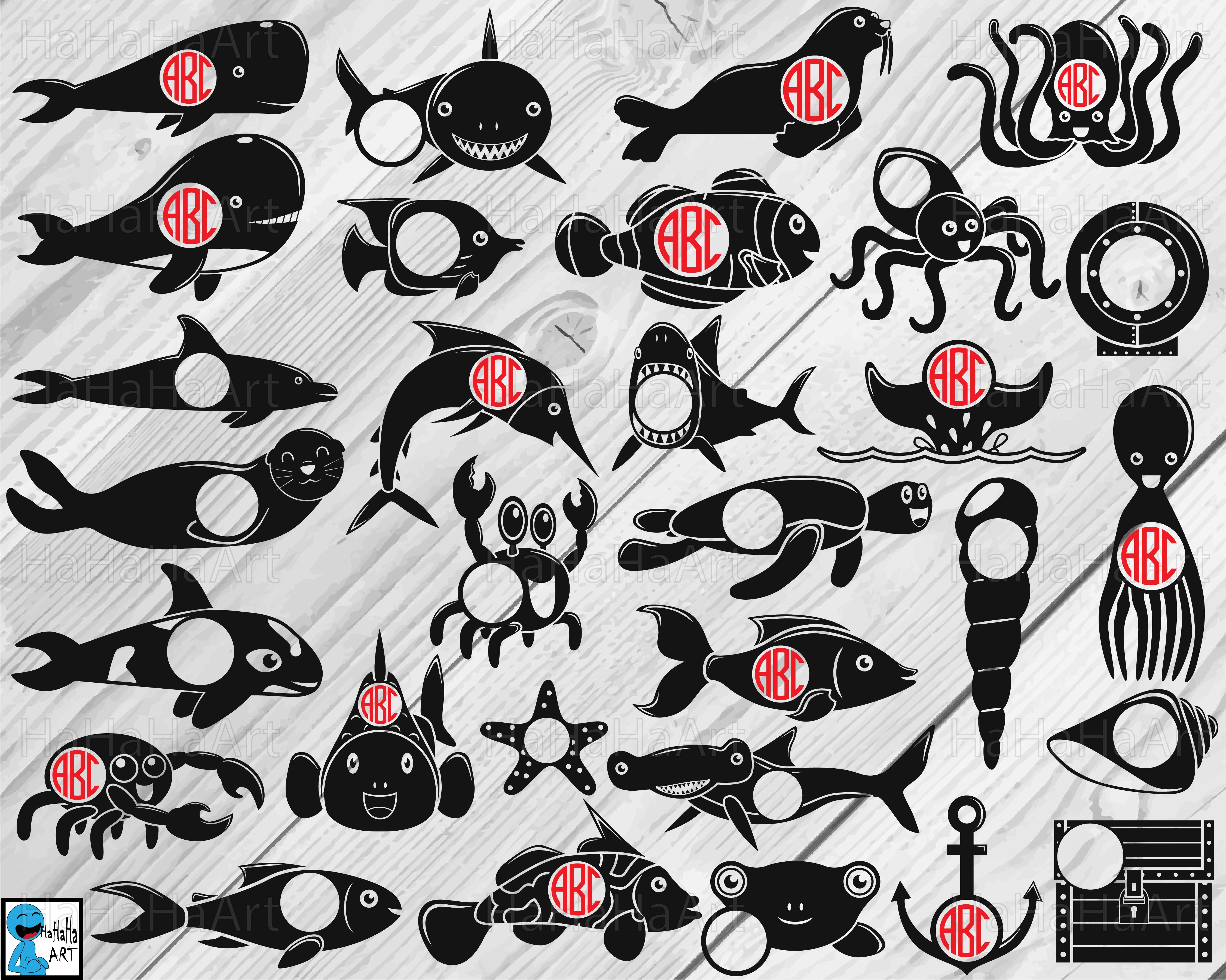 Under The Sea Circle - Clip art / Cutting Files (1095415)