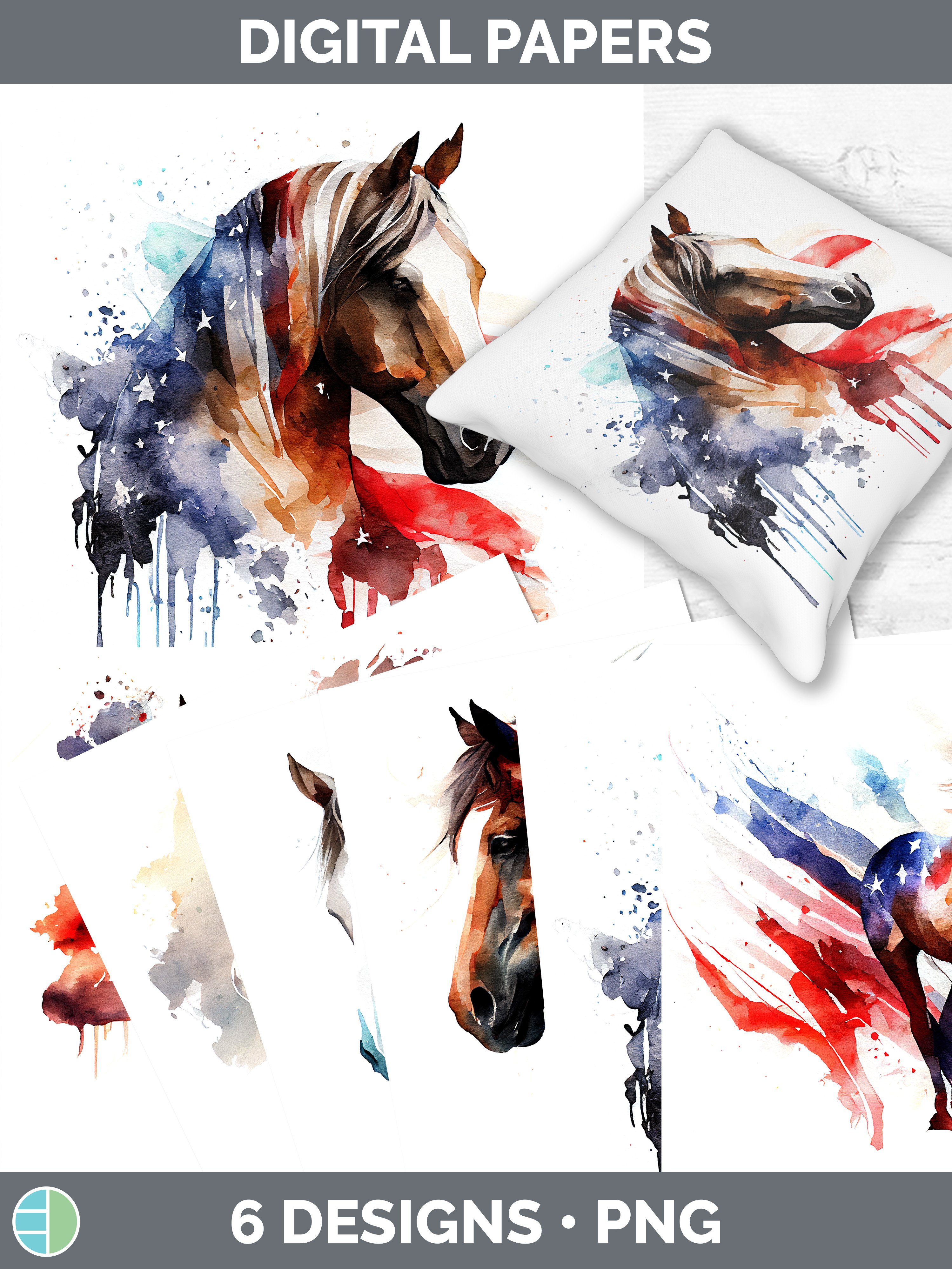 Patriotic Horse Bird Paper Backgrounds | Digital Scrapbook P