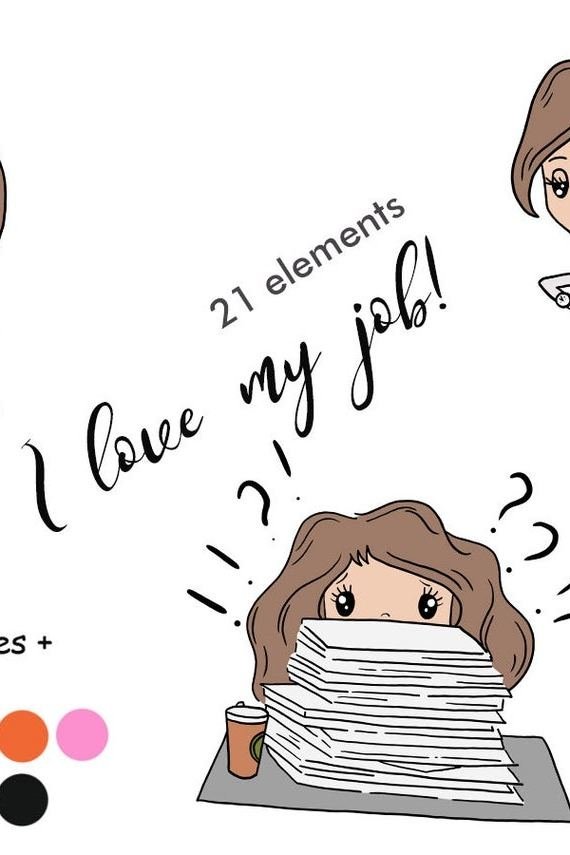 Functional Girls I LOVE MY JOB Cute Girl Sticker - PNG