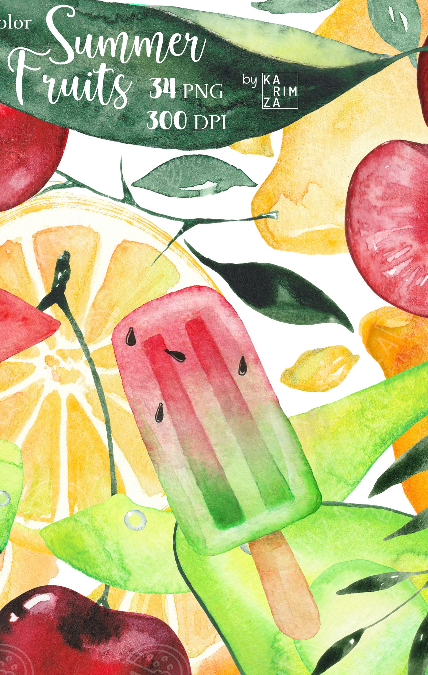 Summer clipart, Summer clip art watercolor