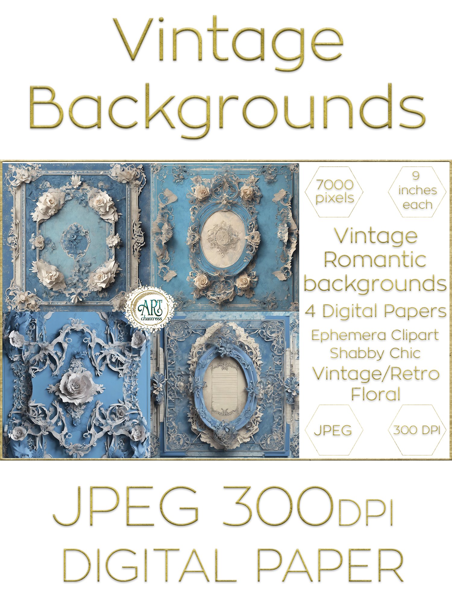 Vintage Watercolor Old Romantic Digital Paper (3212201)