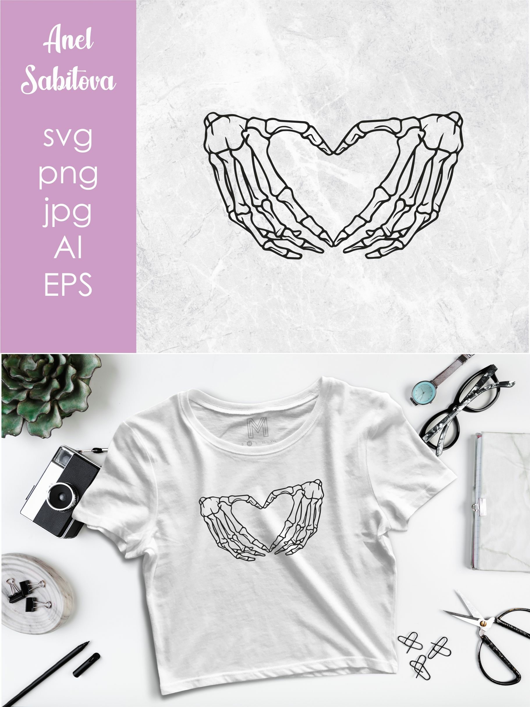 Skeleton heart hands svg (2692905)