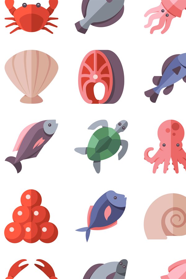 Seafood delicacies and cooking fish vector flat (892780)