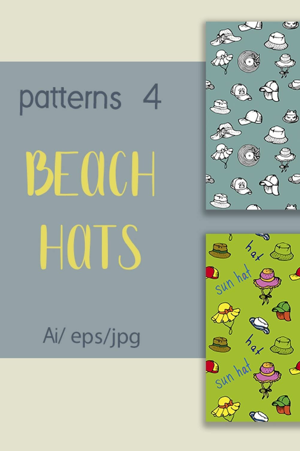 A set of vector hats, panamas, caps