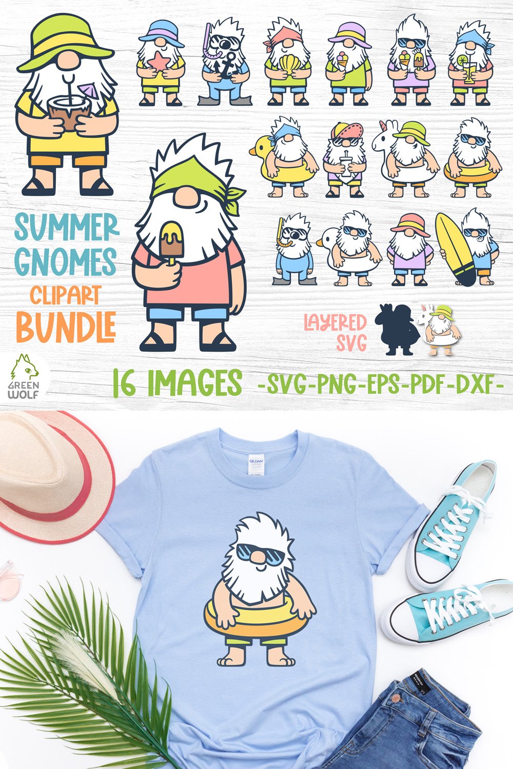 Summer gnomes bundle Beach gnomes Summer bundle Layered svg