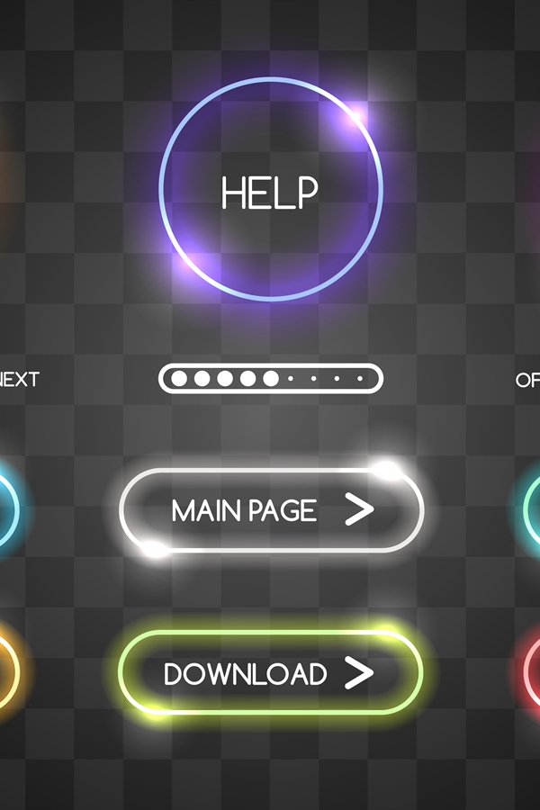 Neon buttons for web shop