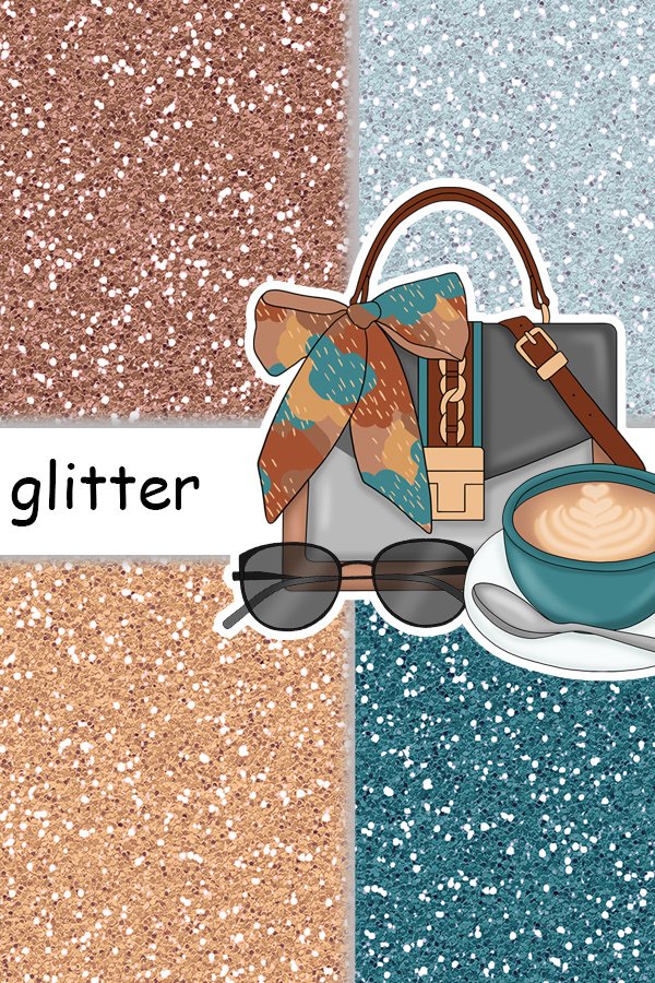 Coffee Lover GLITTER Planner Sticker Set Cafe Breakfast JPEG
