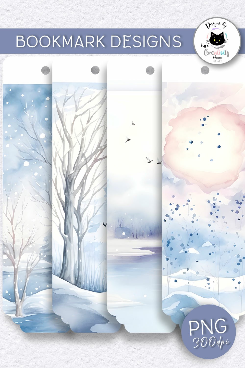 Watercolor Boho Nature Bookmarks | Winter Bookmark PNG