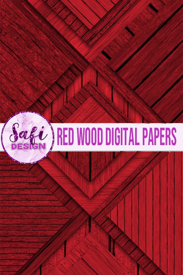 Red Rustic Wood Digital Paper Backgrounds