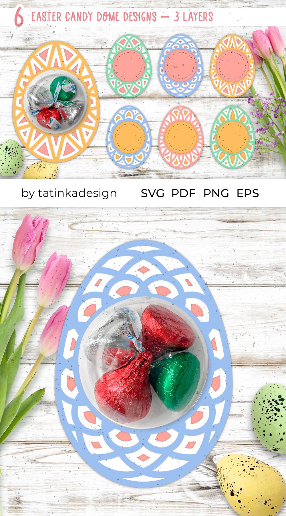 6 Easter candy dome ornament SVG | Easter candy holder SVG