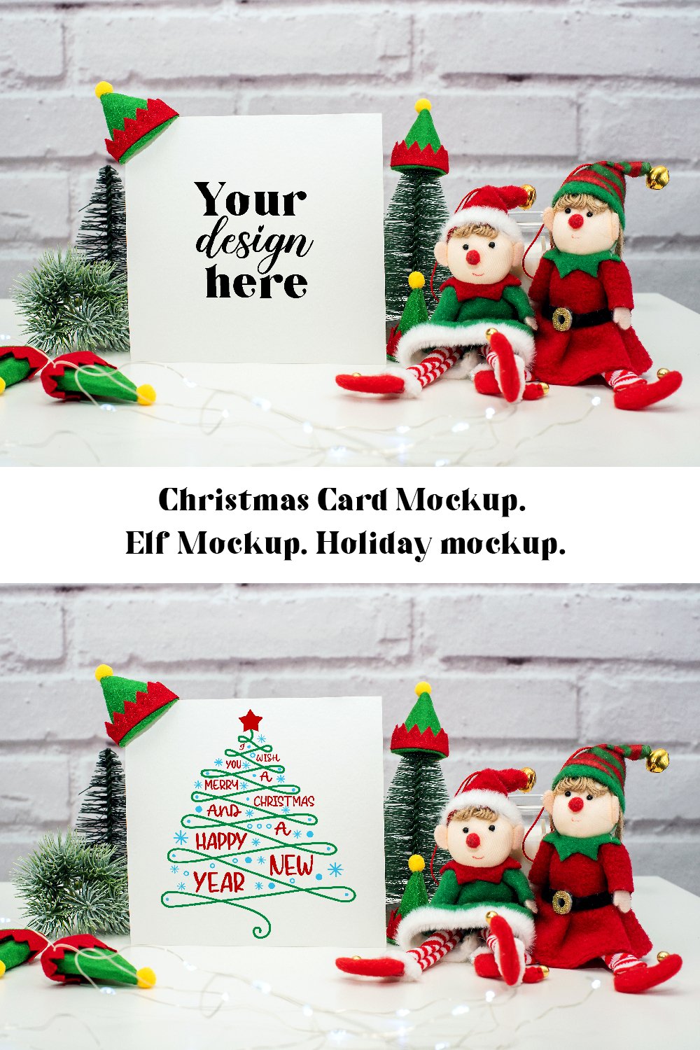 Christmas Square Card Mockup. Elf Mockup. Holiday mockup.