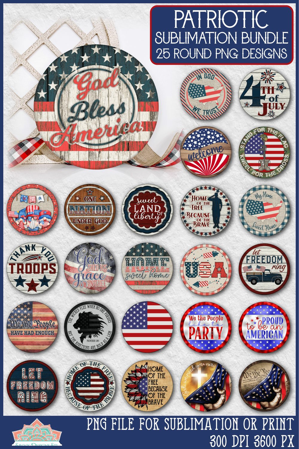 Patriotic Round Signs | USA Sublimation Bundle