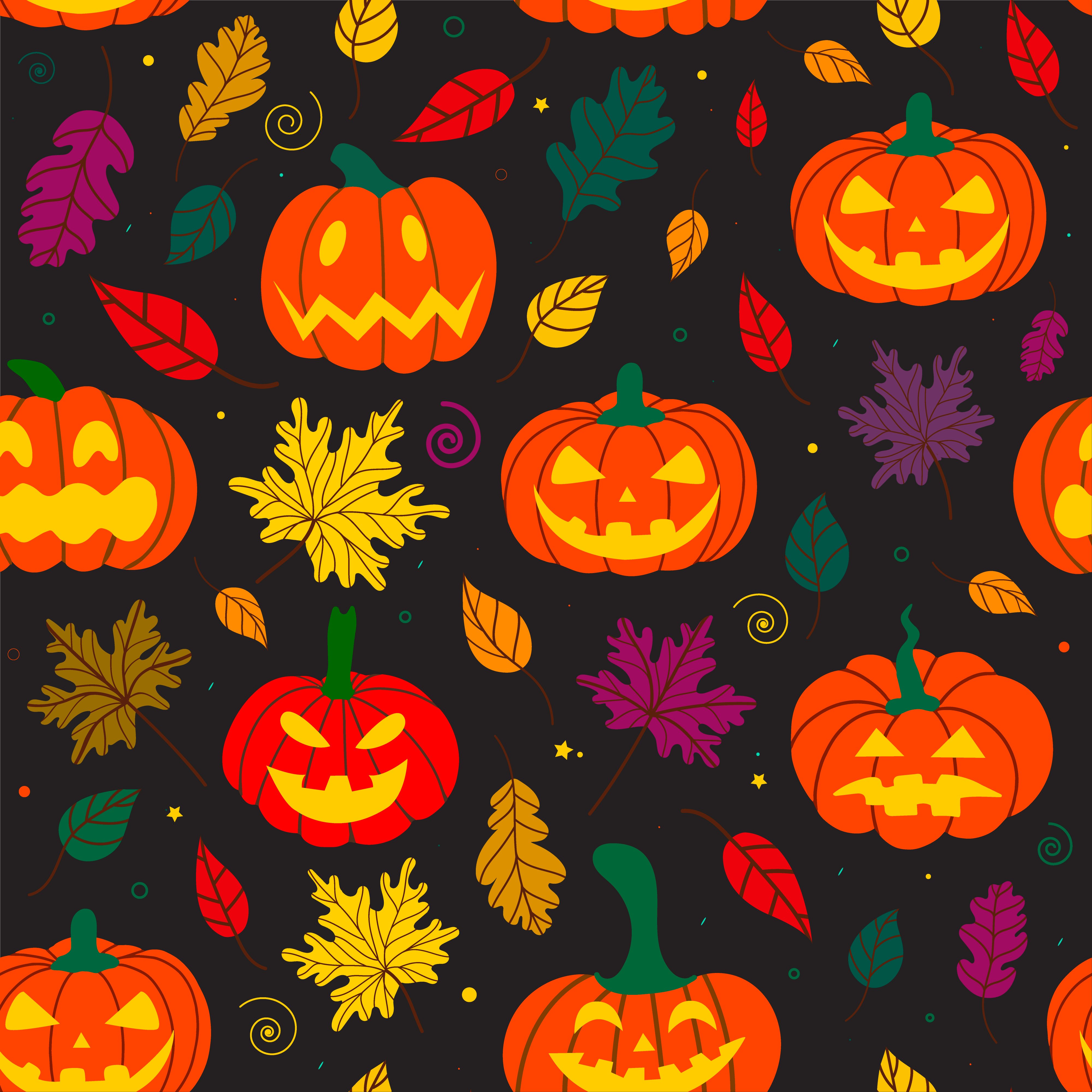 Pumpkin Digital Paper, Halloween seamless patterns