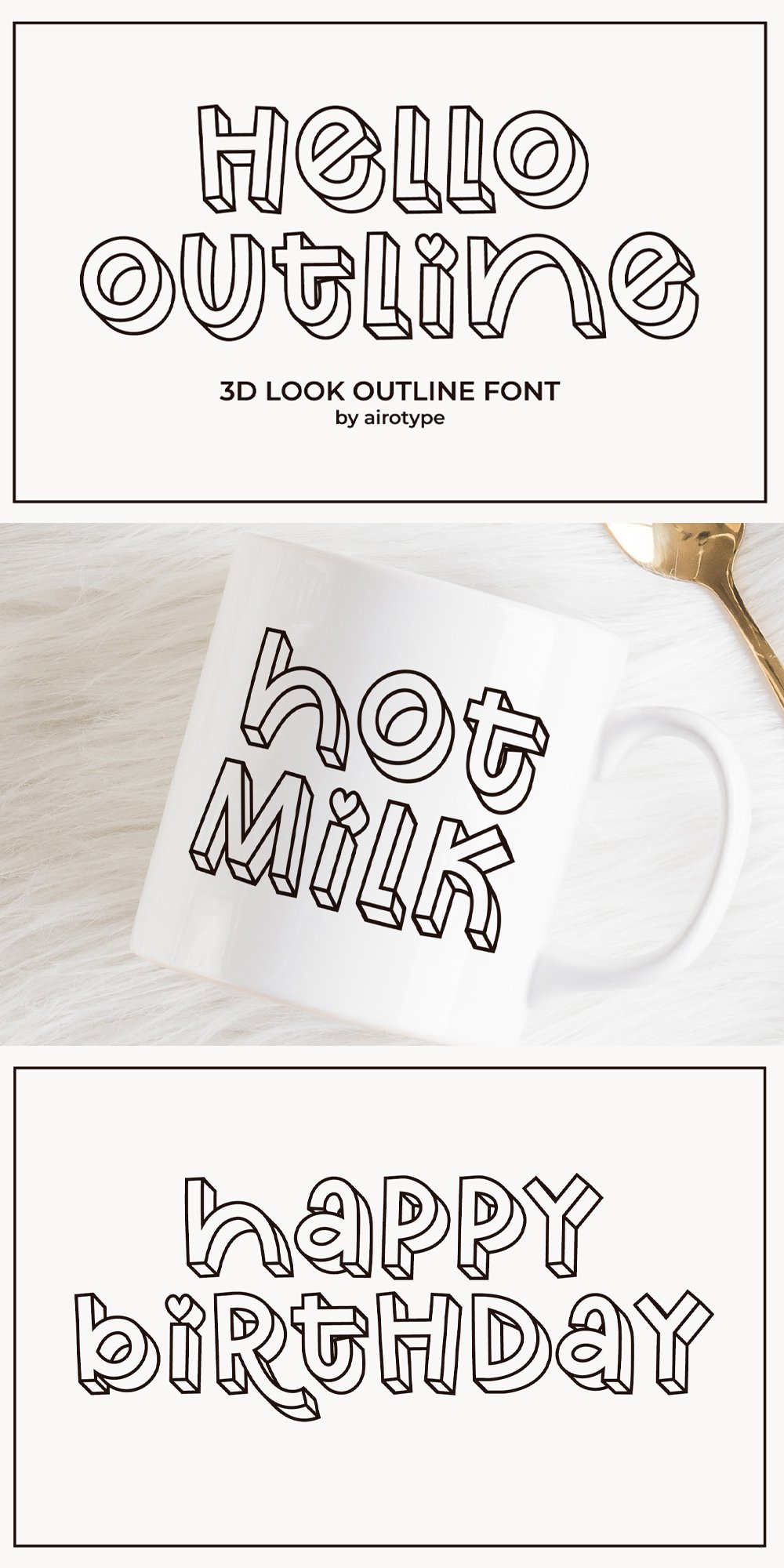 Hello Outline - Cute Outline 3D Font