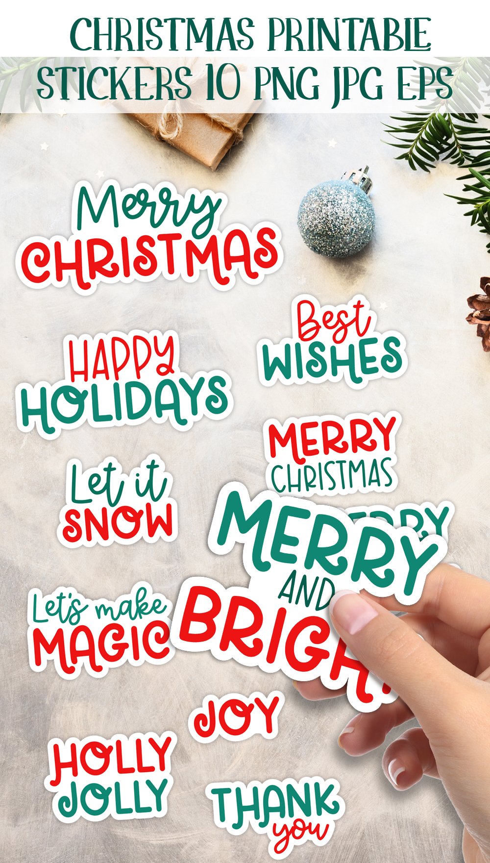 Christmas Stickers. 10 Printable Christmas (1728349)