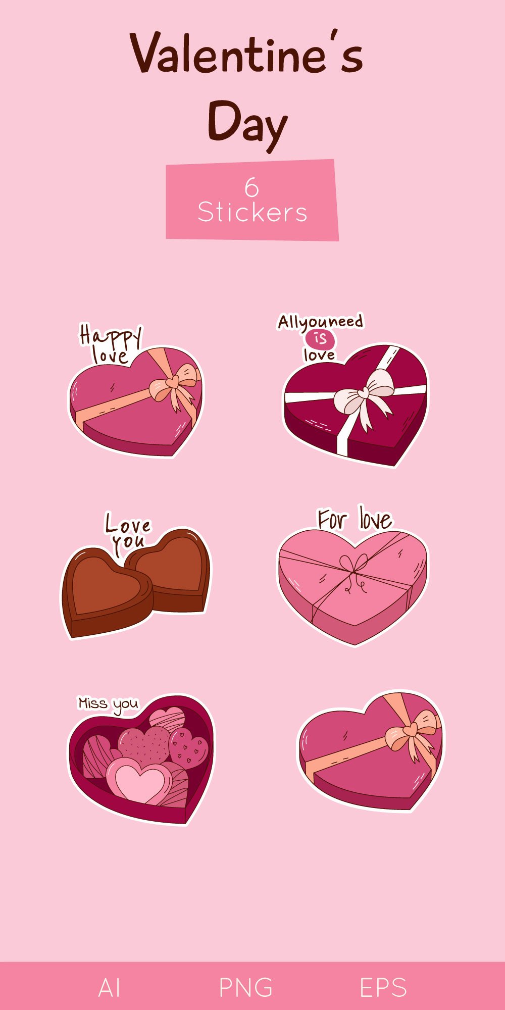 Valentine stickers set.
