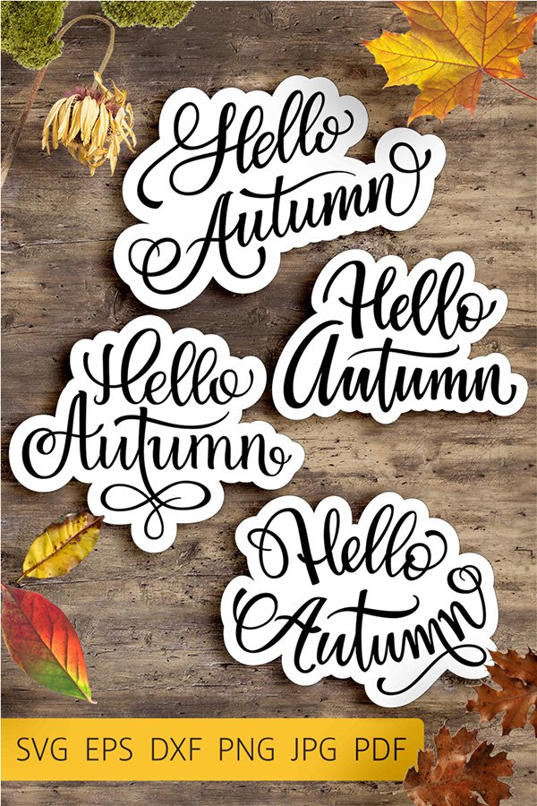 Hello Autumn - Fall Lettering Bundle | SVG Cut file | Vector