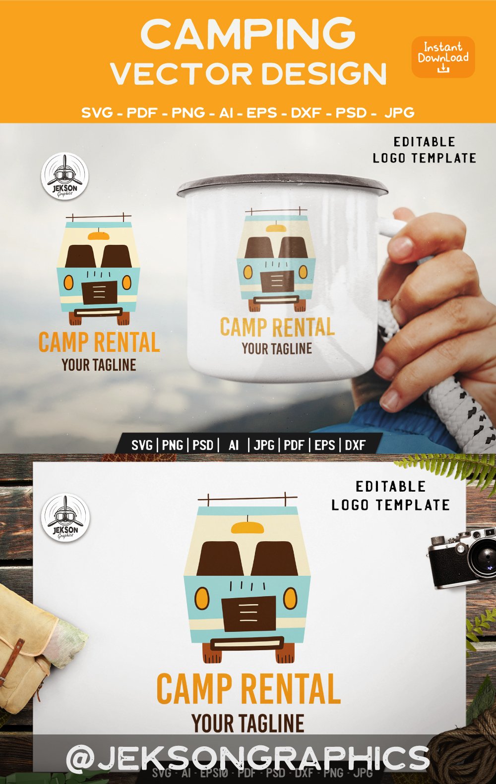 Camper Rental Branding - A Camping SVG Cut File Logo DXF PNG