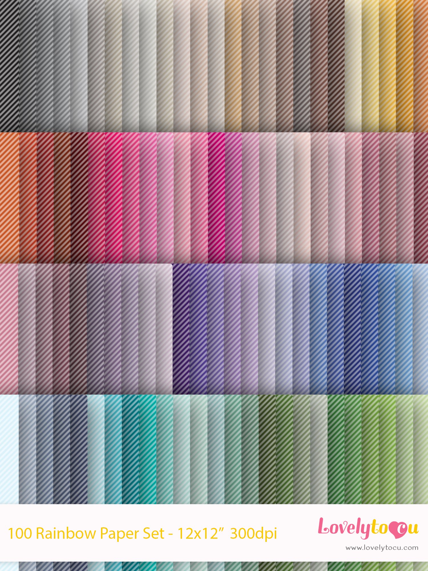 Small angled stripes, 100 colors seamless paper pattern set