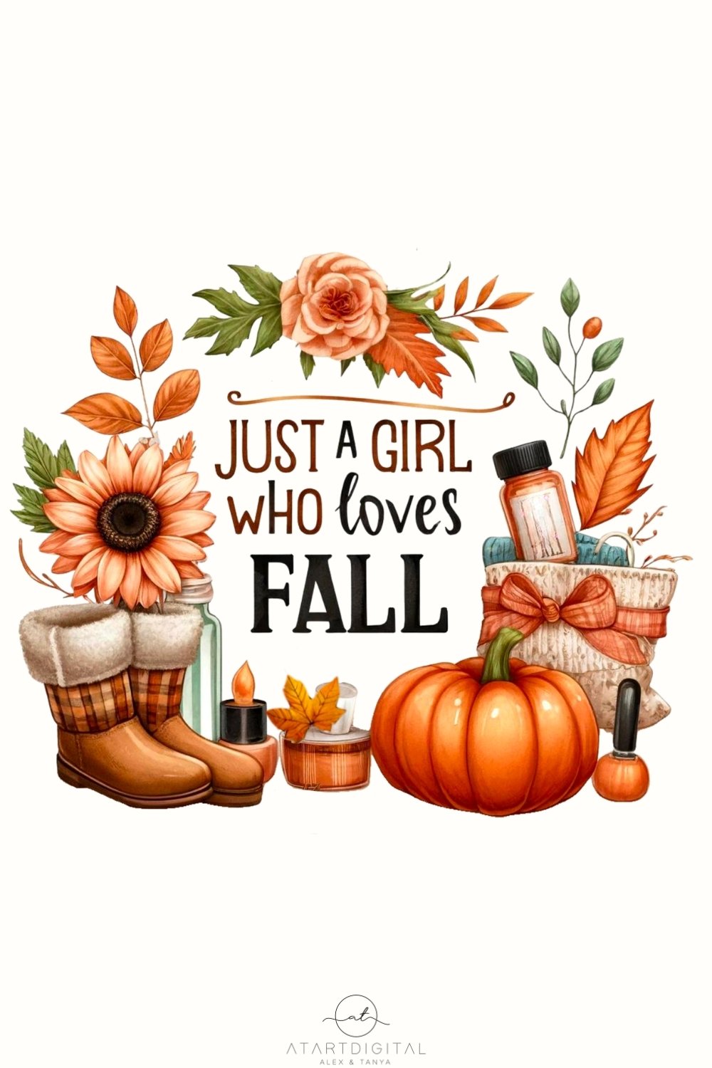 Just a Girl Who Loves Fall PNG, Cozy Season & Autumn Leaves