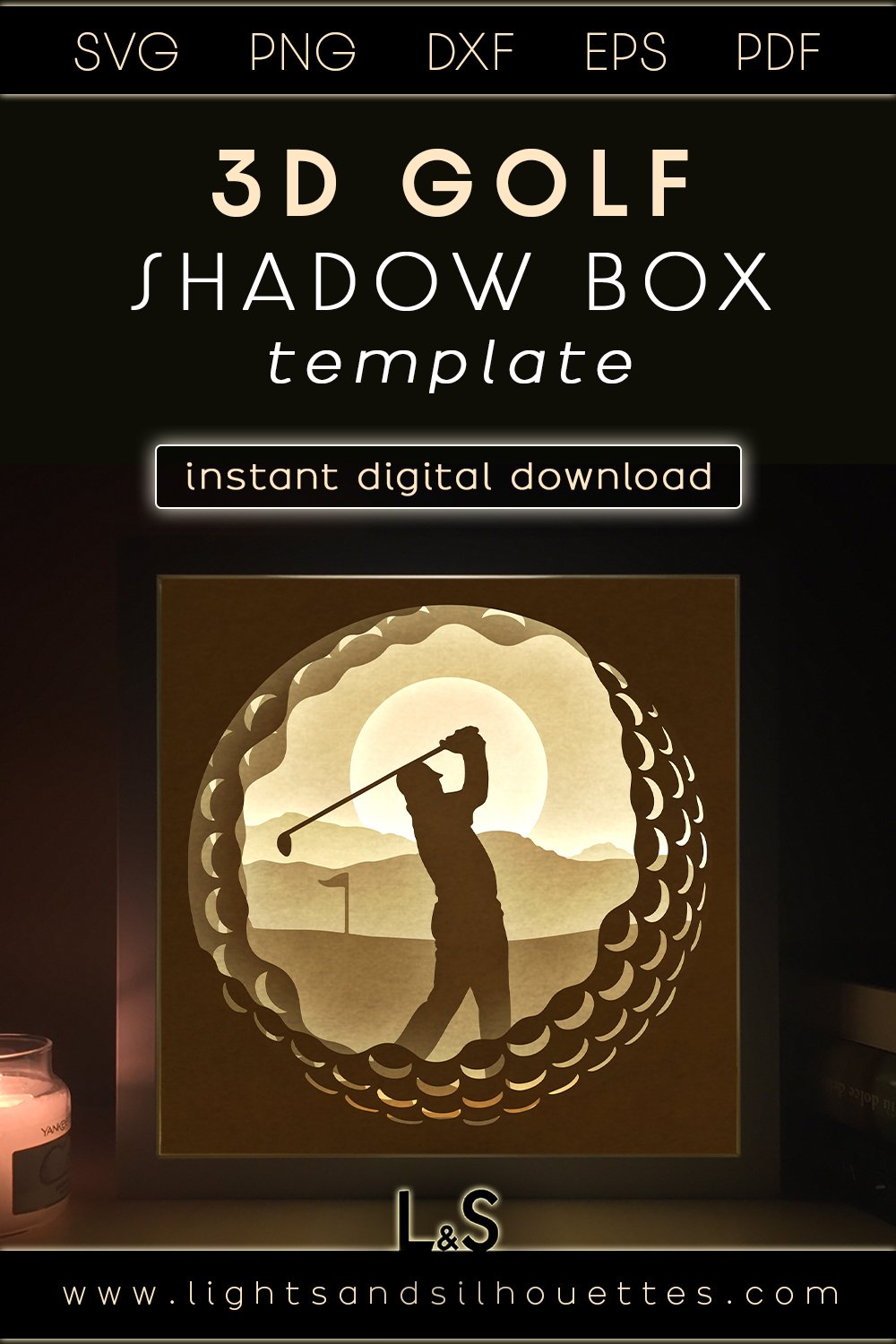 Golf Shadow Box Svg Design | Paper Cut Template