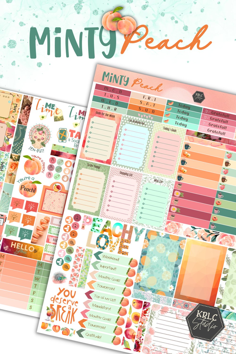 Minty Peach - 2 Printable Planner Stickers