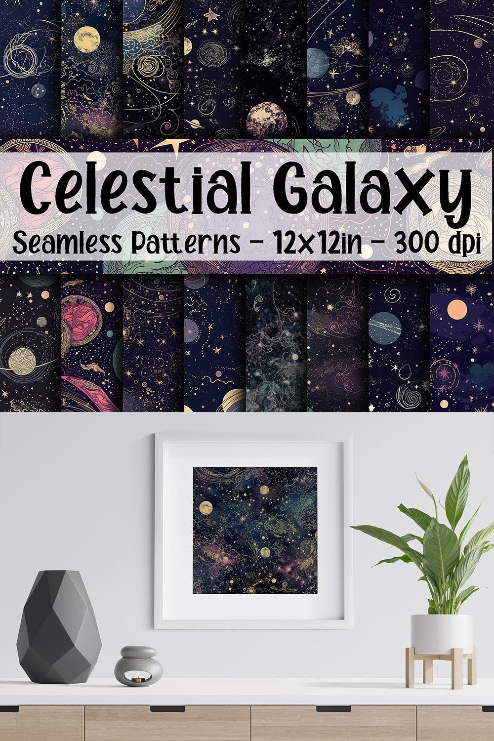 Seamless Celestial Galaxy Digital Paper