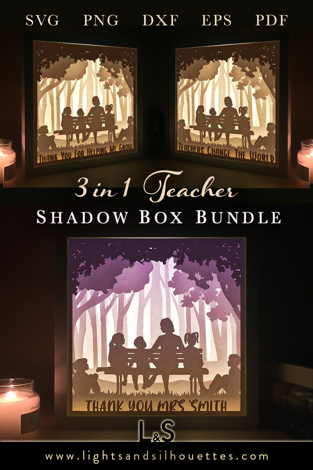 Personalized Teacher Shadow Box Bundle | Lightbox Svg