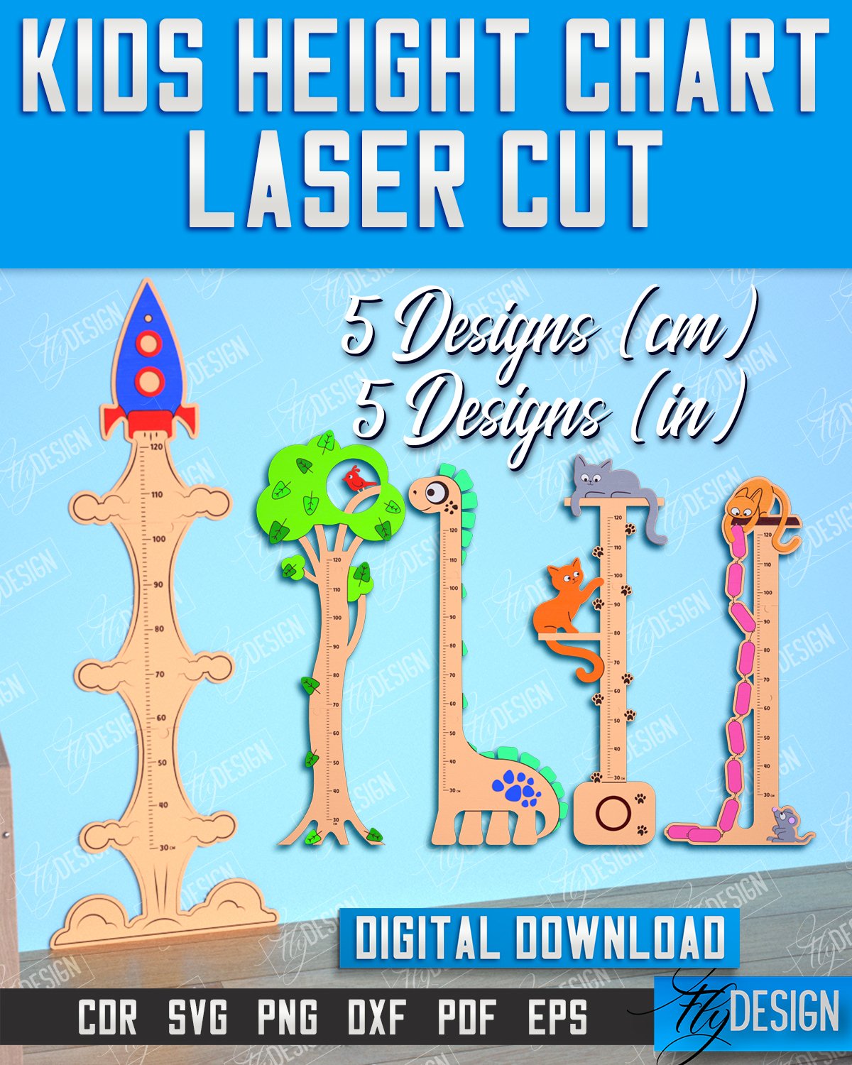 Kids Height Chart Laser Cut Bundle | Growth Charts Laser Cut