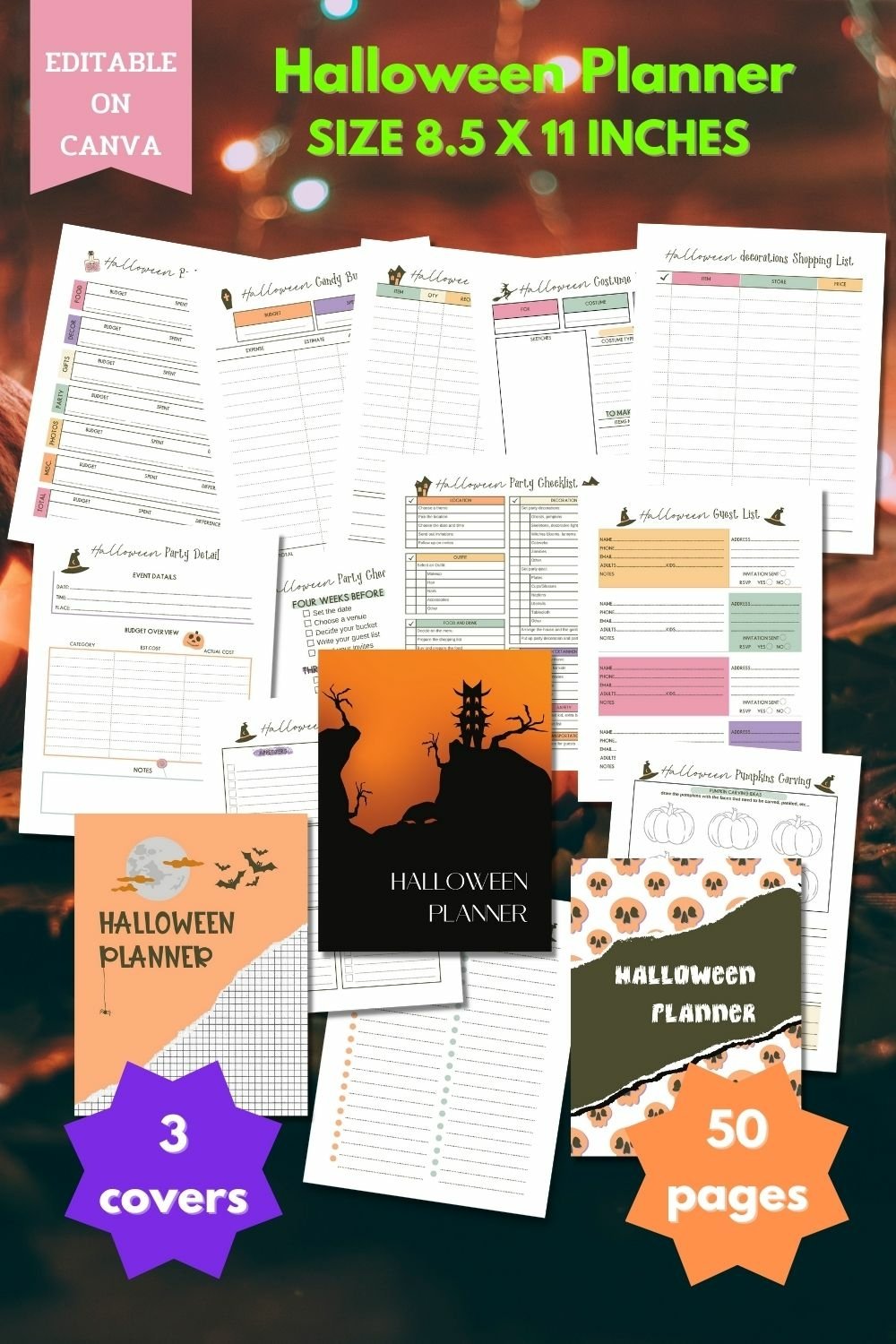 Halloween Planner Editably on Canva