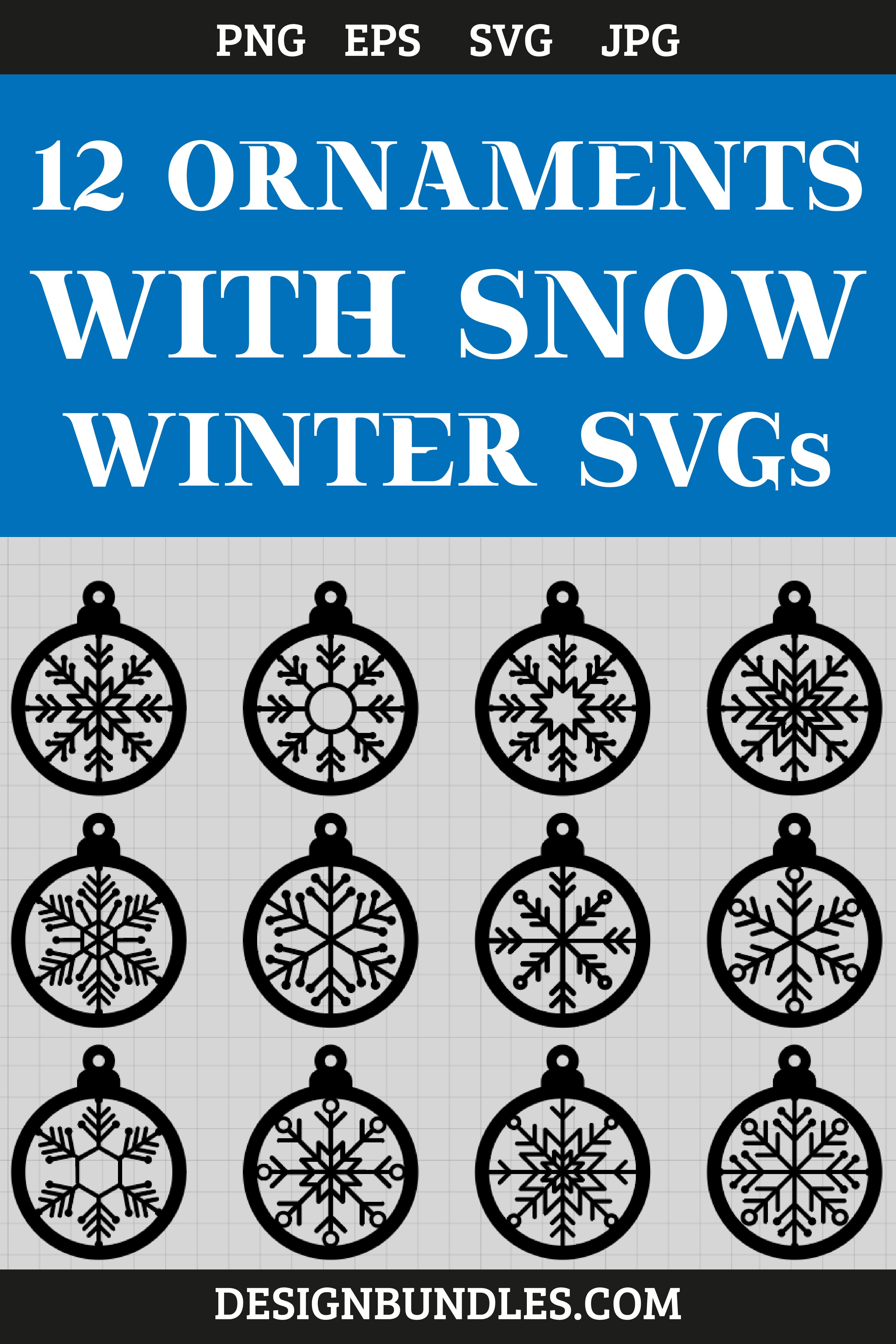 12 Baubles with snowflakes cutting files, bundle SVG