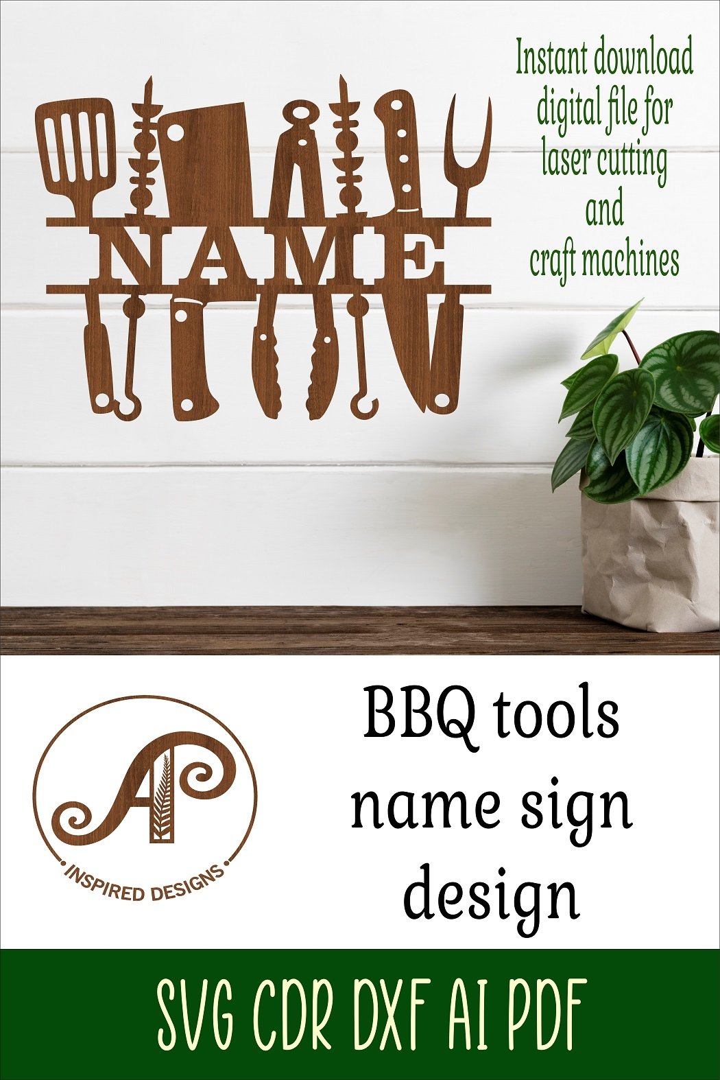 BBQ tools sign svg laser cut template