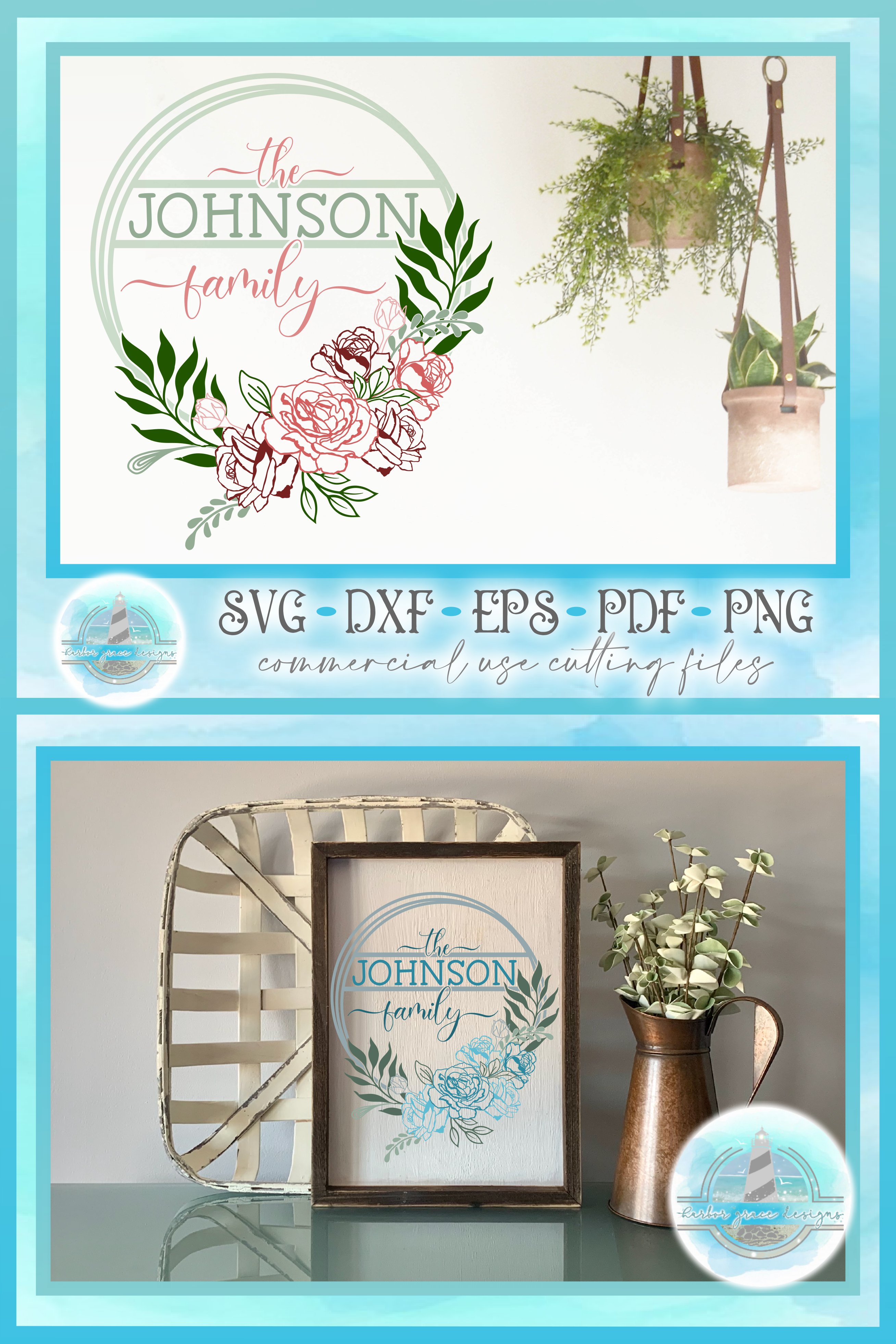 Farmhouse Style Split Frame Family Monogram Round (1257570)