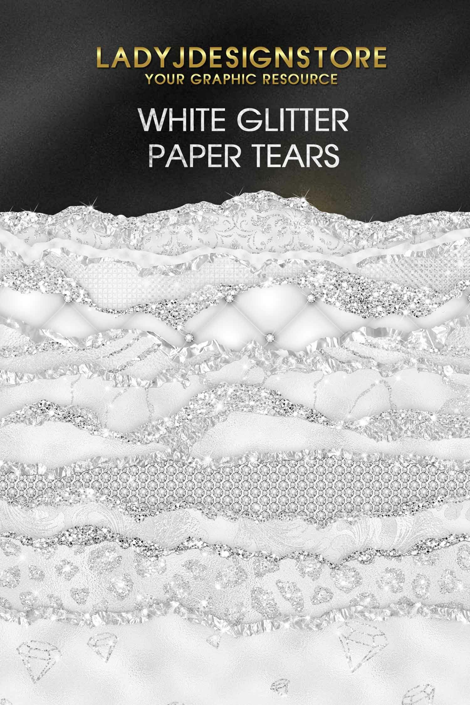 White Glitter Sparkle Torn Paper Borders Clipart PNG Canva