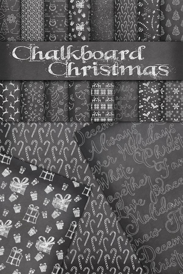 Chalkboard Christmas Digital Paper (37232)