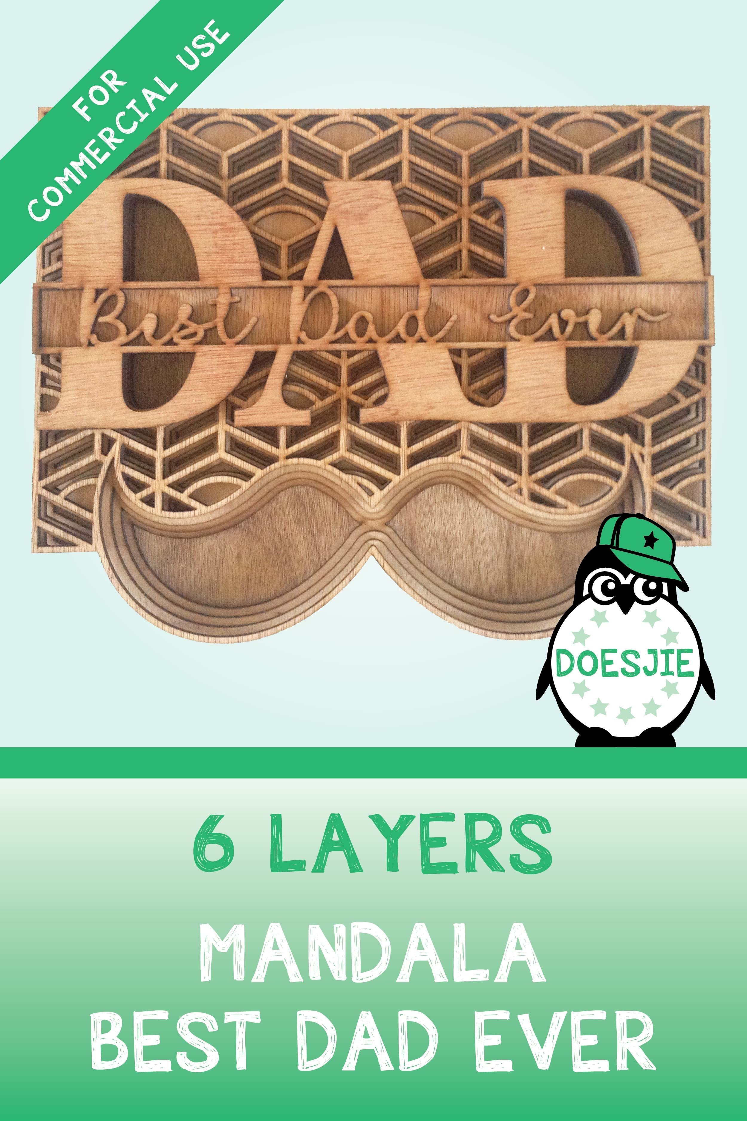 3d svg layered Multi layer mandala best dad ever fathers day