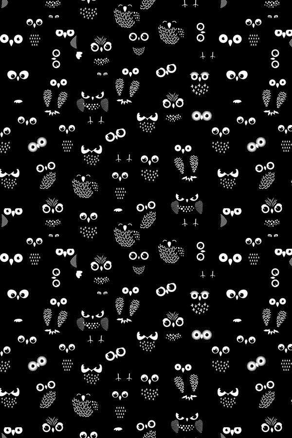 Owl eyes and wings seamless pattern