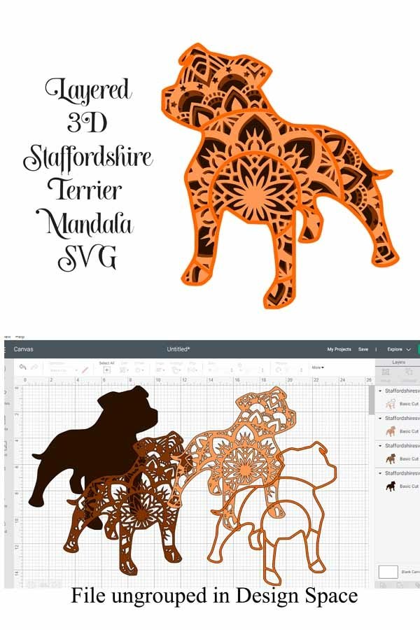 Staffordshire Bull Terrier Dog Mandala SVG - 4 Layers