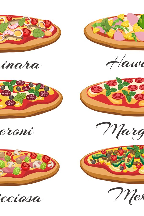 Cartoon pizza set