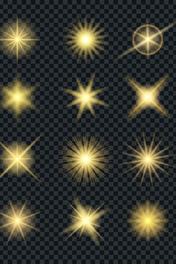 Sunshine glowing gold stars effects