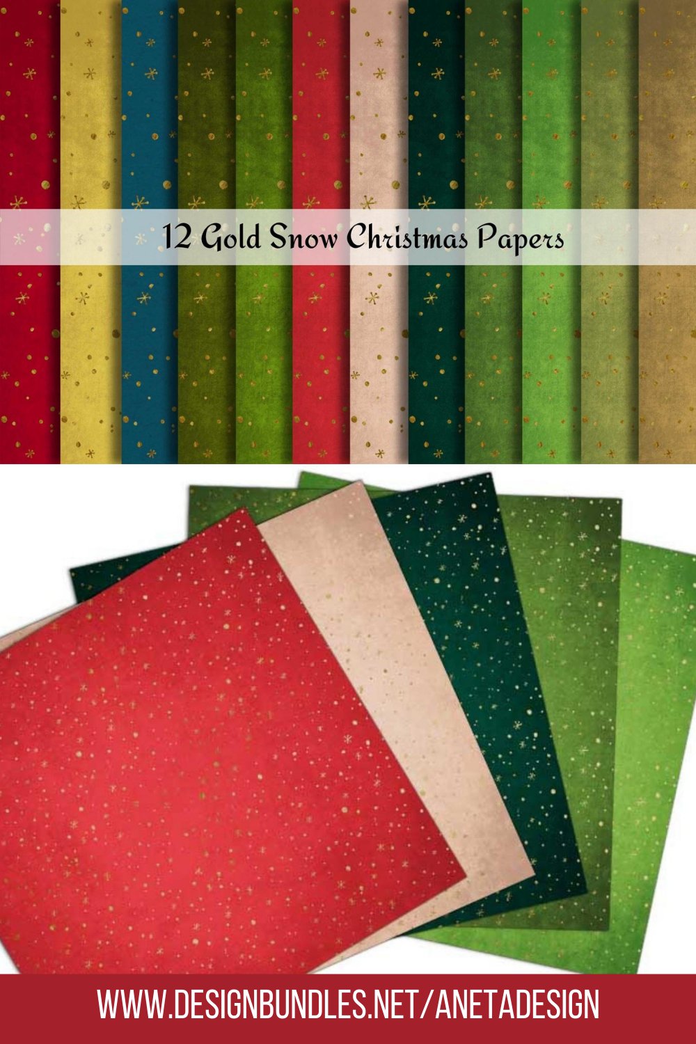 Christmas Golden Stars Digital Papers (2497754)