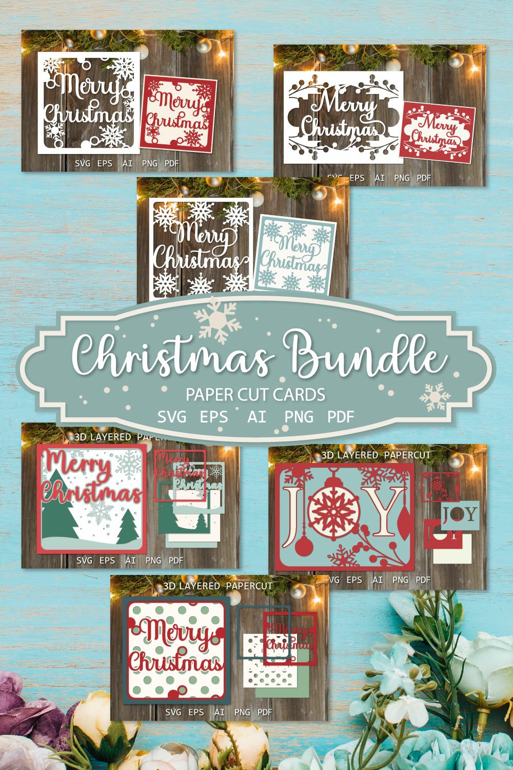 Christmas Bundle | Christmas papercut cards templates SVG
