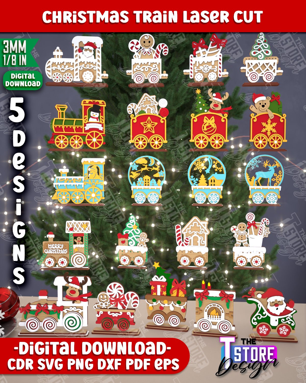 Christmas Wooden Train Laser Cut Bundle | Santa’s Train