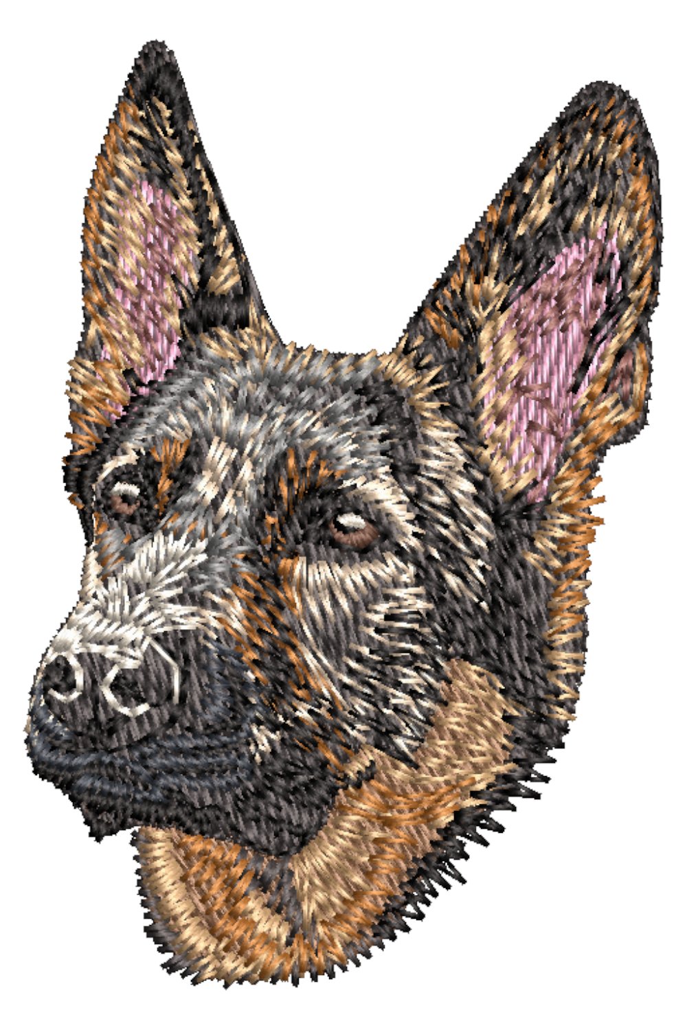 Realistic Black German Shepherd Embroidery Design