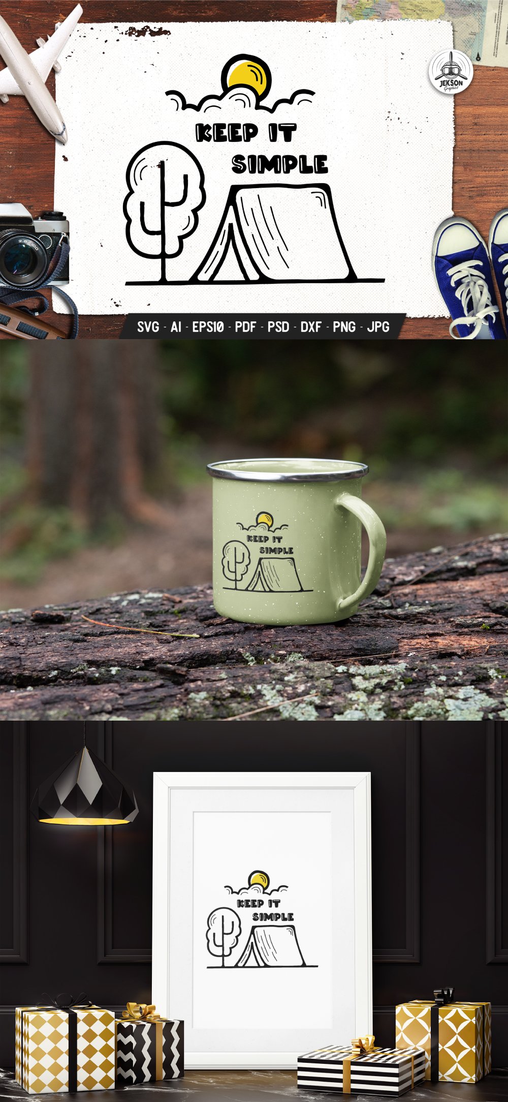 Keep It Simple Badge Adventure Vector Emblem Graphic SVG PNG